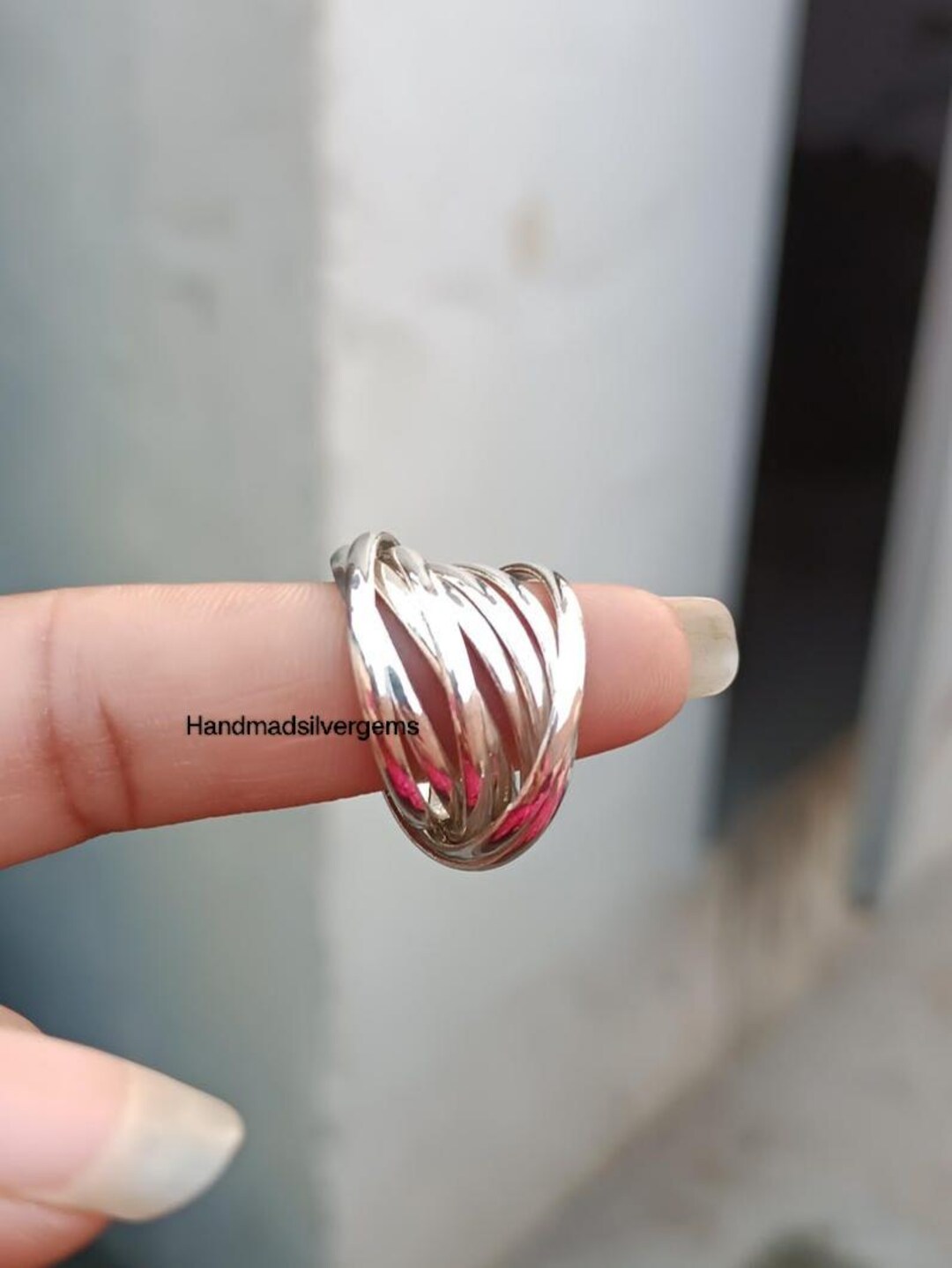 Handmade Sterling Silver Overlap Band Ring | Smooth Silver Ring ...