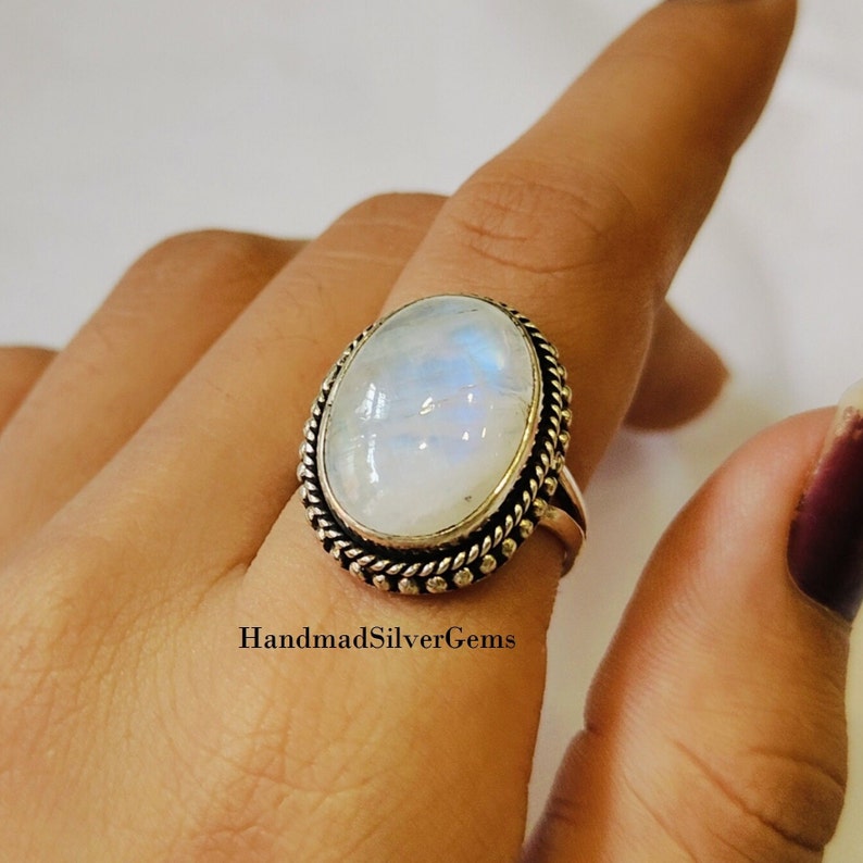 Genuine Moonstone Ring, Moonstone Silver Ring, Moonstone Jewelry, Boho ...
