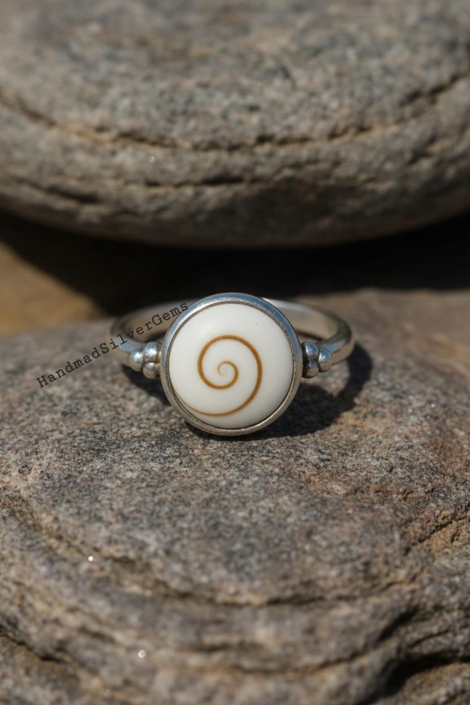 Shiva Eye Shell Ring Sterling Silver | Handmade Ocean Spiral Jewelry - Etsy