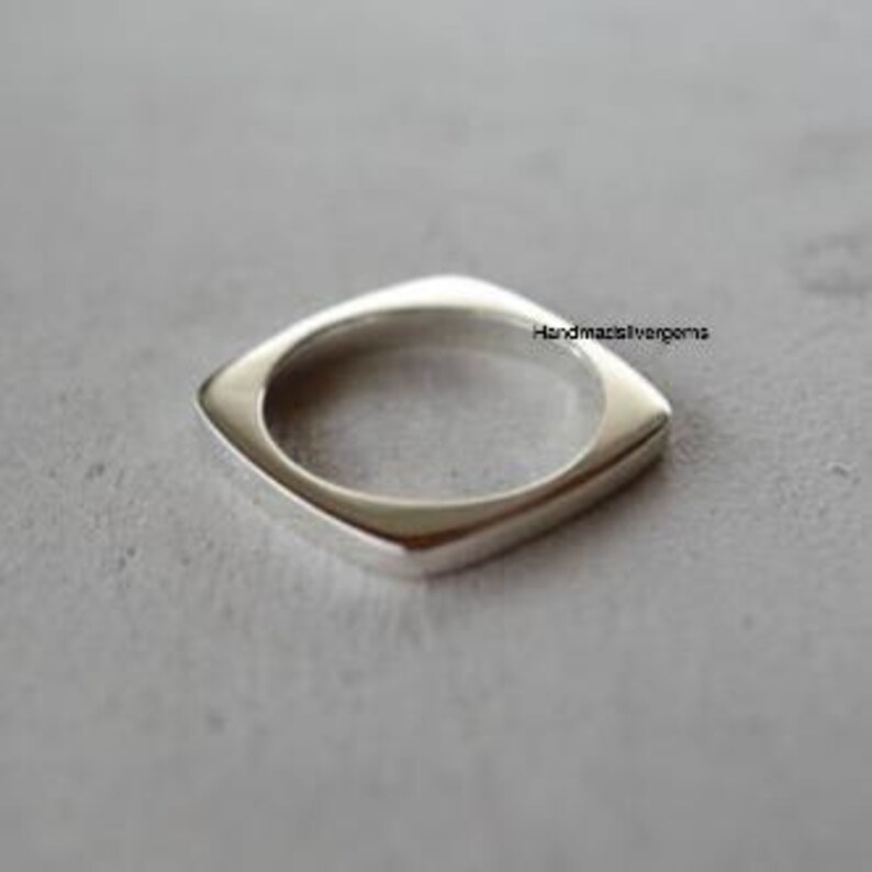 Sterling Silver Square Band Ring – Minimalist Handmade Ring - Etsy