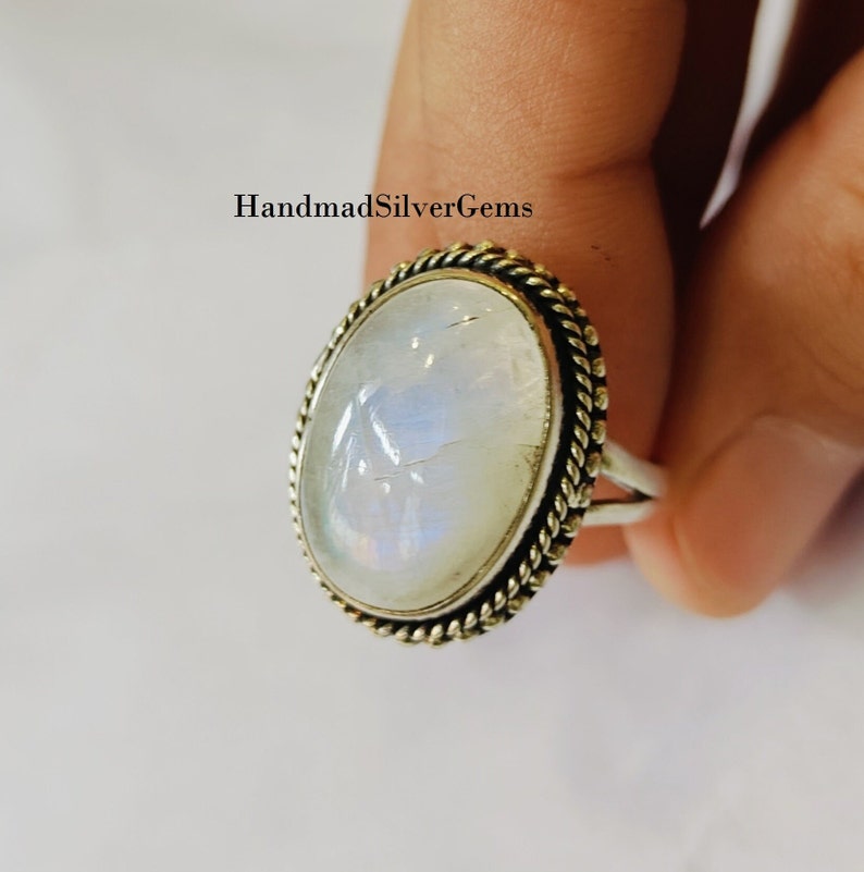 Genuine Moonstone Ring, Moonstone Silver Ring, Moonstone Jewelry, Boho ...