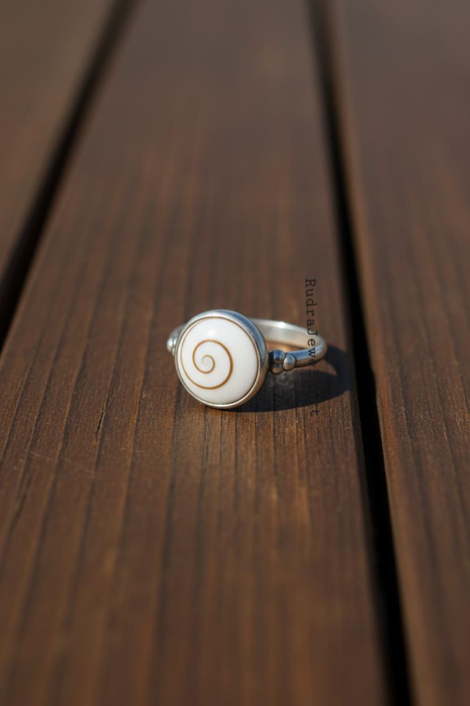 Shiva Eye Shell Ring Sterling Silver | Handmade Ocean Spiral Jewelry - Etsy