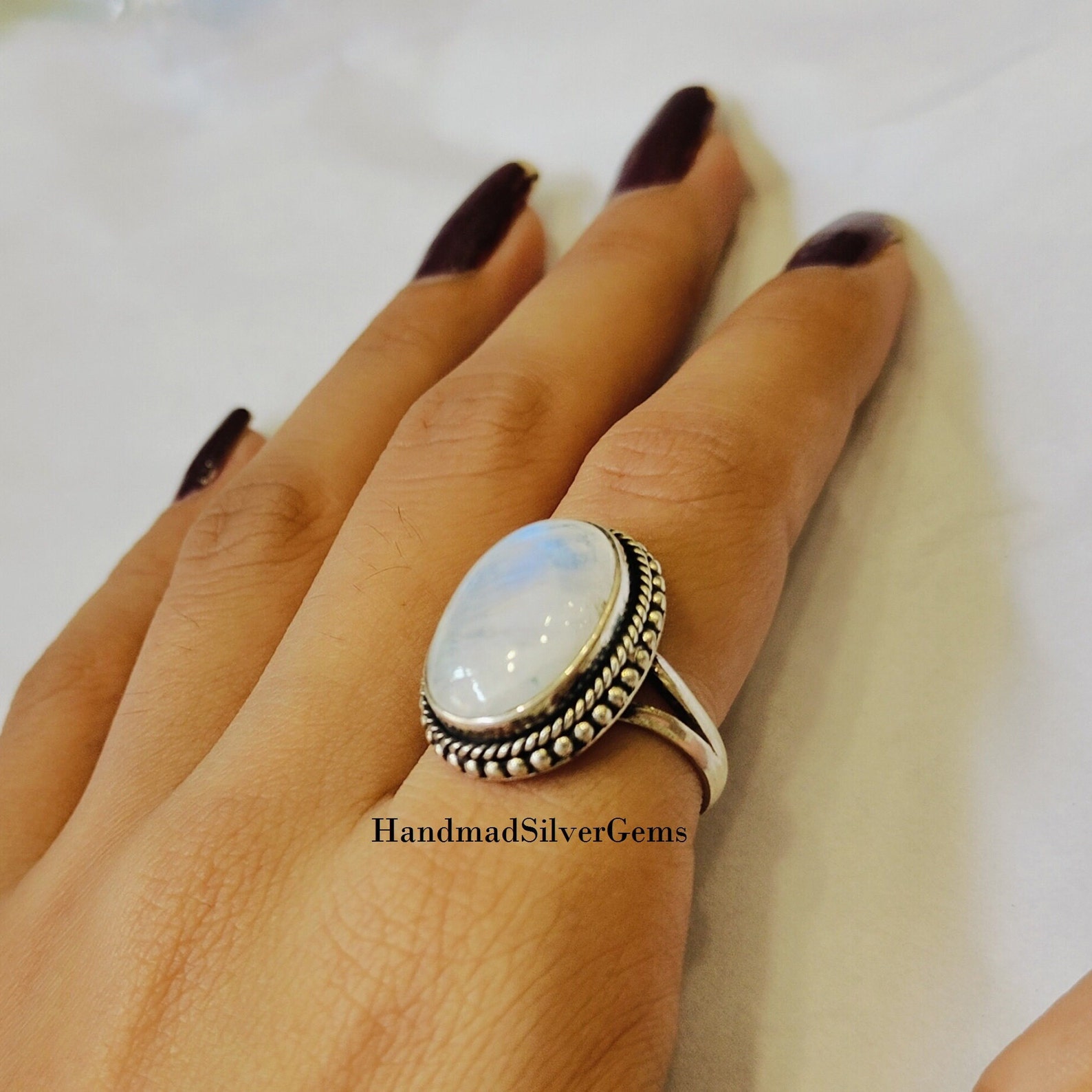 Genuine Moonstone Ring, Moonstone Silver Ring, Moonstone Jewelry, Boho ...