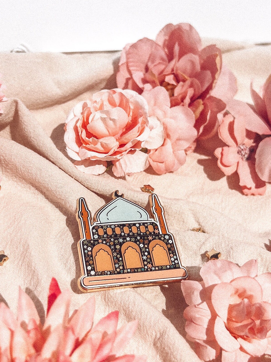 Floral Masjid Enamel Pin, Mosque Enamel Pin, Islamic Pin, Enamel Pins ...