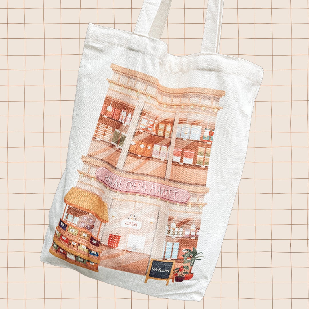 Halal Market Tote Bag, Islamic Tote Bag, Grocery Tote Bag, Hijabi Tote ...