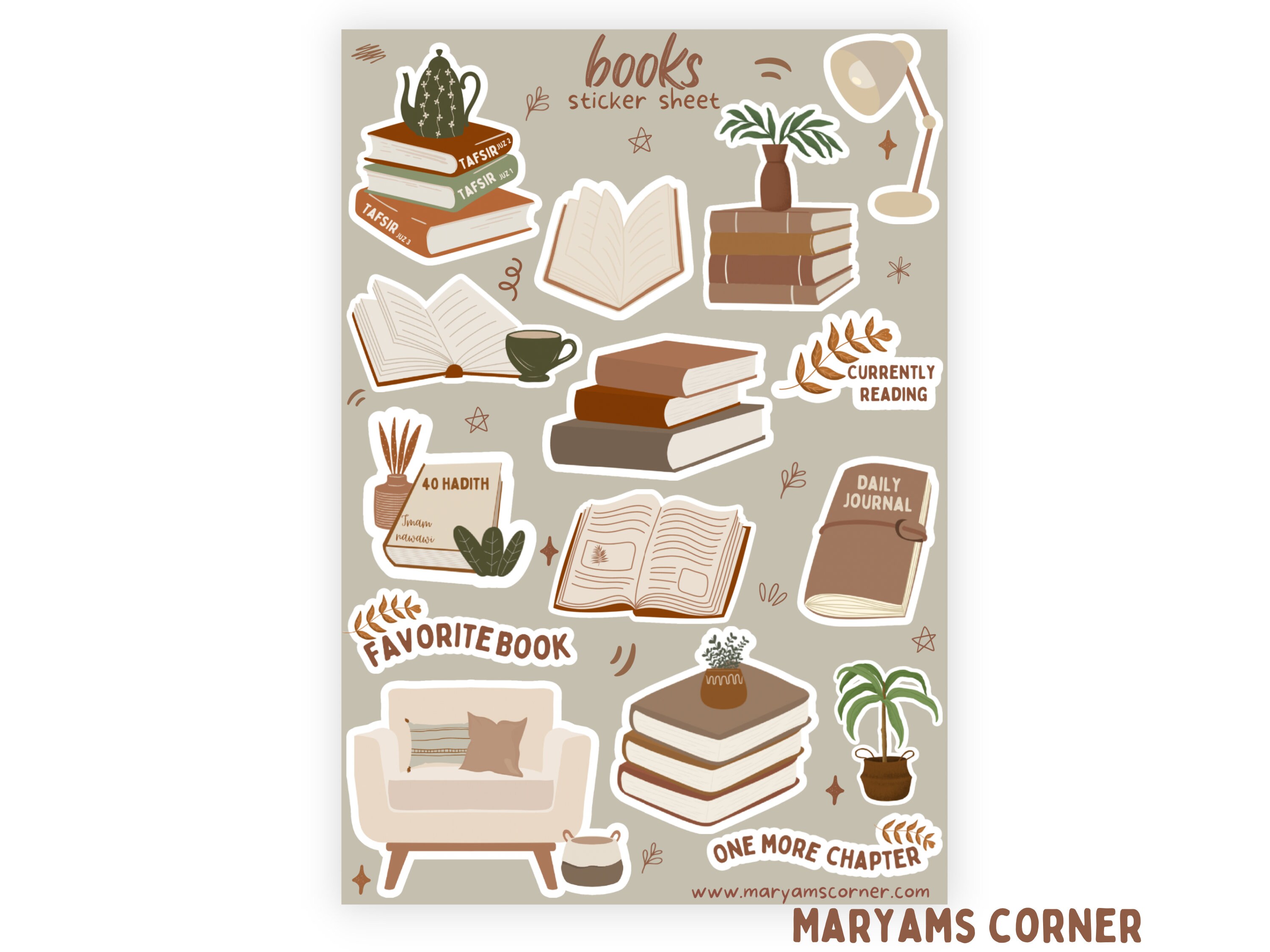 Books Islamic Sticker Sheet, Islamic Sticker Sheet, Islamic Stickers ...