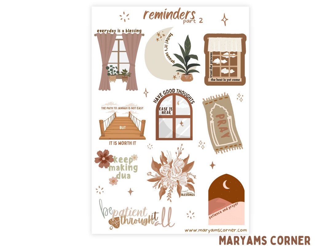 Reminders Part 2 Islamic Sticker Sheet, Islamic Sticker Sheet, Islamic ...