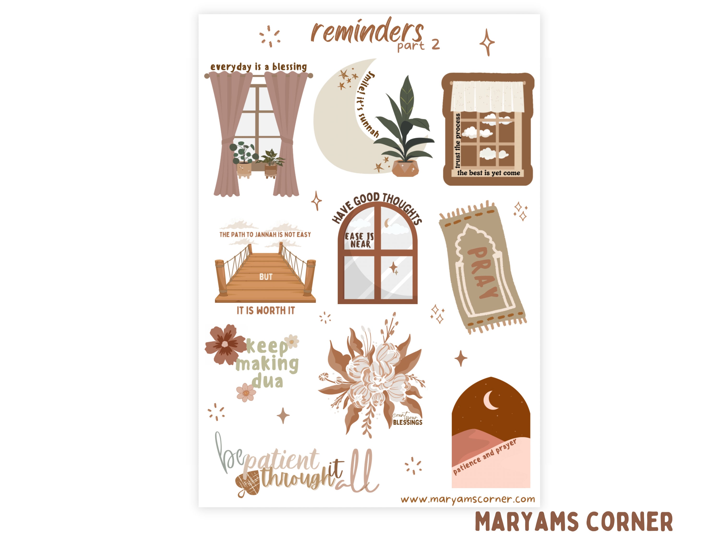 Reminders Part 2 Islamic Sticker Sheet, Islamic Sticker Sheet, Islamic ...