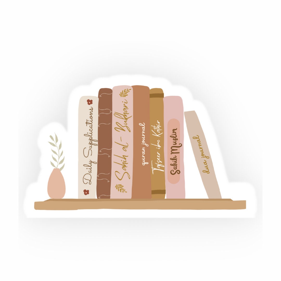 Islamic Book Shelf Sticker, Islamic Sticker, Hijabi Sticker, Quran ...