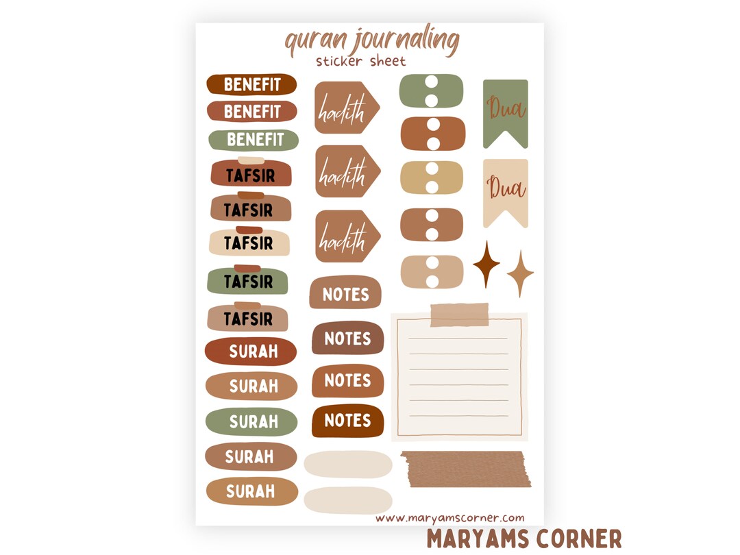 Quran Journaling Sticker Sheet, Quran Stickers, Journaling Sticker ...