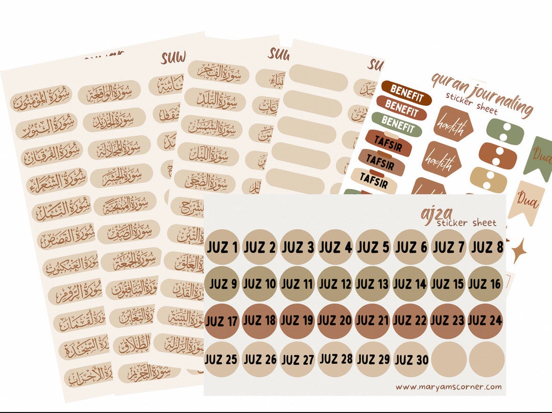 Quran Journaling Sticker Sheet Set, Quran Stickers, Journaling Sticker ...