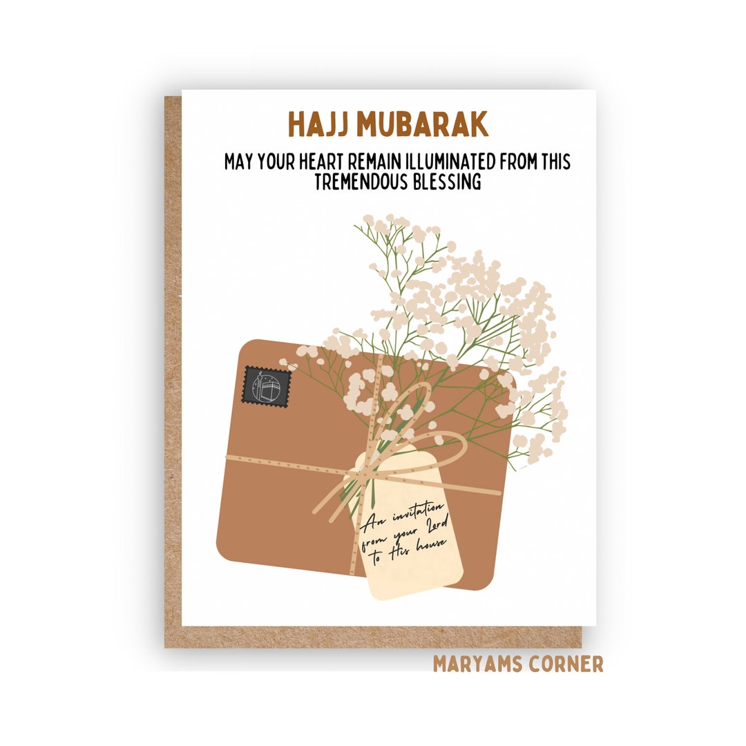 Hajj Greeting Card, Hajj Mubarak Card, Muslim Greeting Card, Islamic ...