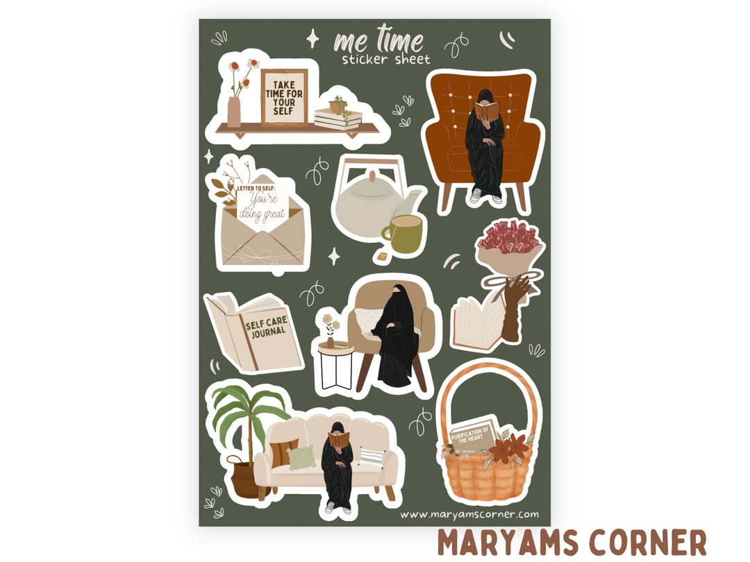 Me Time Sticker Sheet, Islamic Stickers, Hijabi Stickers, Muslim ...