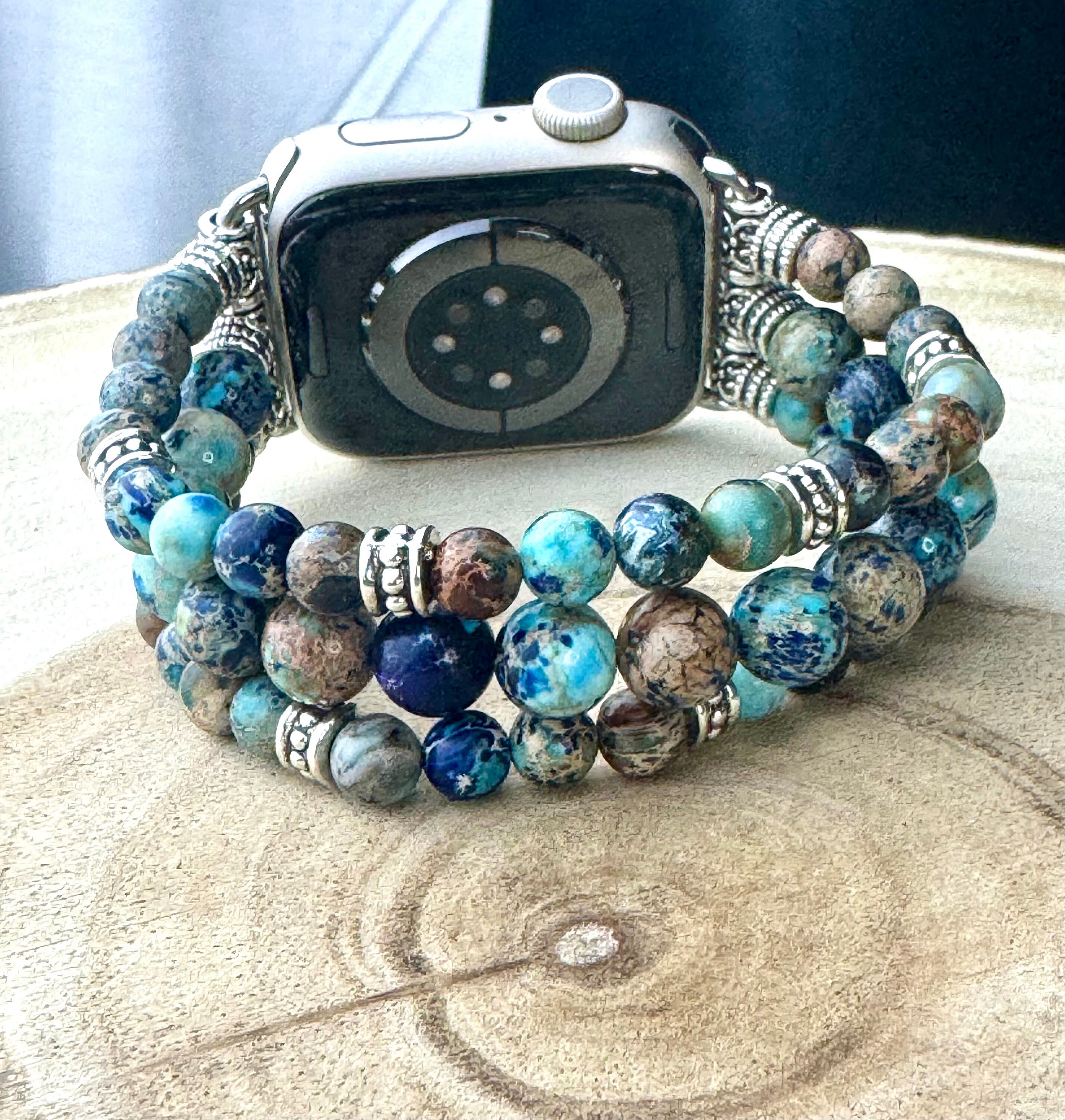 Multi Color Jasper Apple Watch Strap for All Models . Rainbow Jasper ...
