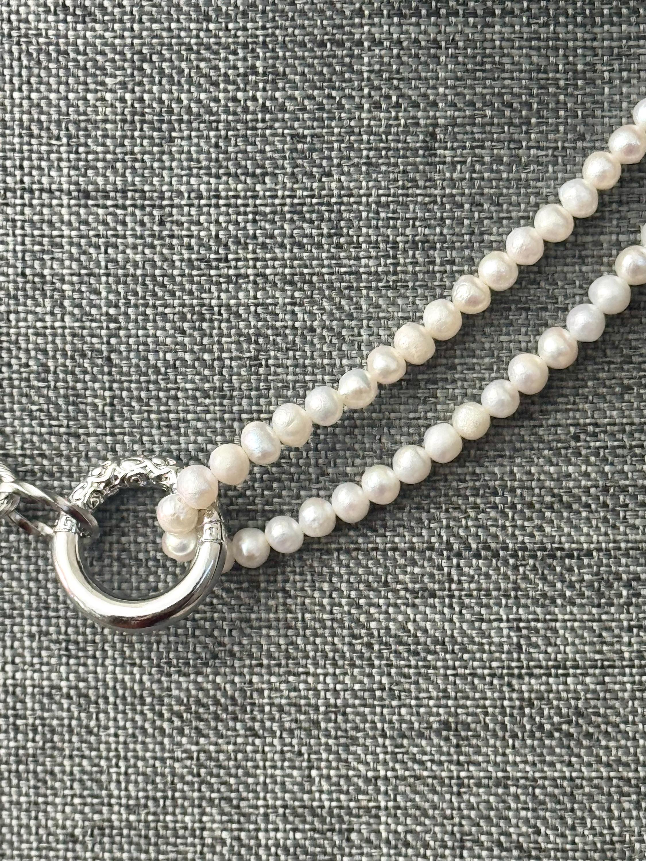 Freshwater Half Pearl Half Chain Necklace. Genuine Baroque Pearls 3-4mm ...
