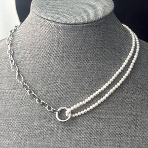 Freshwater Half Pearl Half Chain Necklace. Genuine Baroque Pearls 3-4mm ...