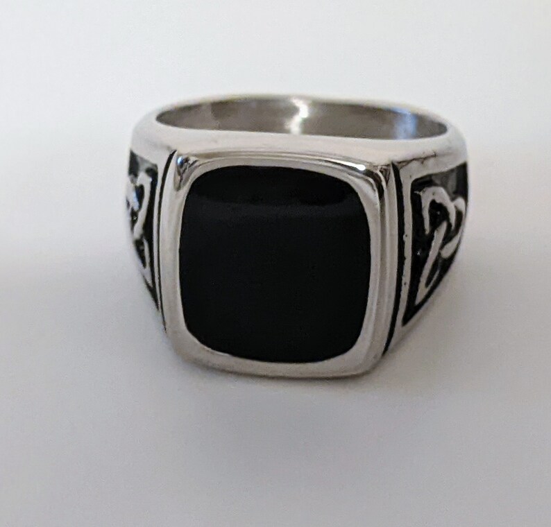 Men's Square Black Onyx Ring Stainless Steel Black Onyx - Etsy