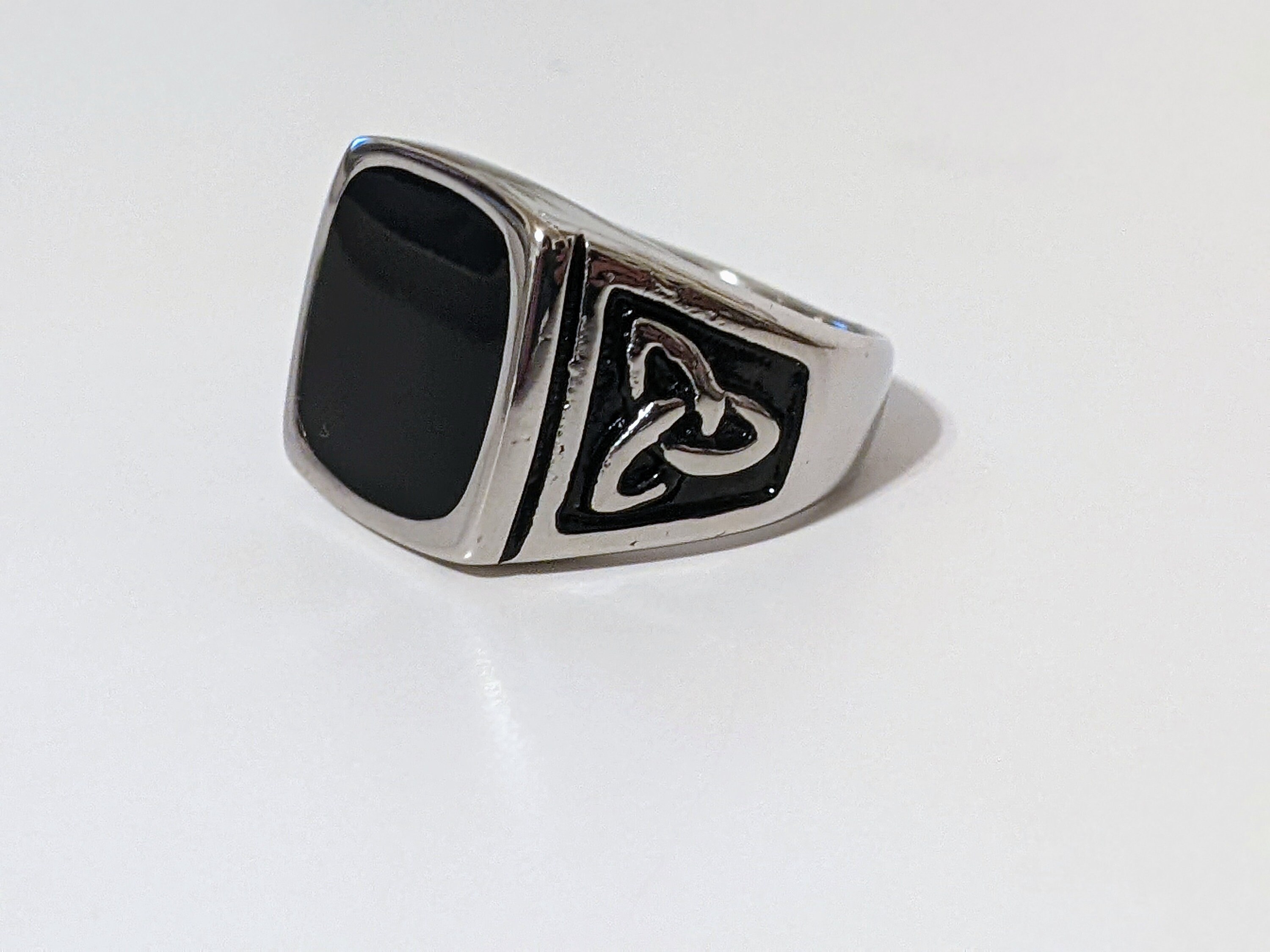Men's Square Black Onyx Ring Stainless Steel Black Onyx - Etsy