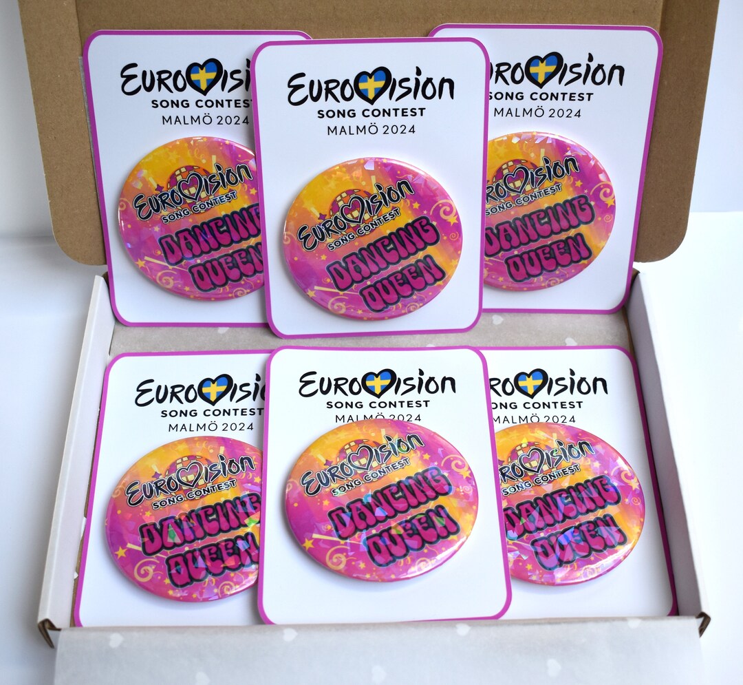 6 X Dancing Queen Eurovision Song Contest Badge With Holographic Effect ...