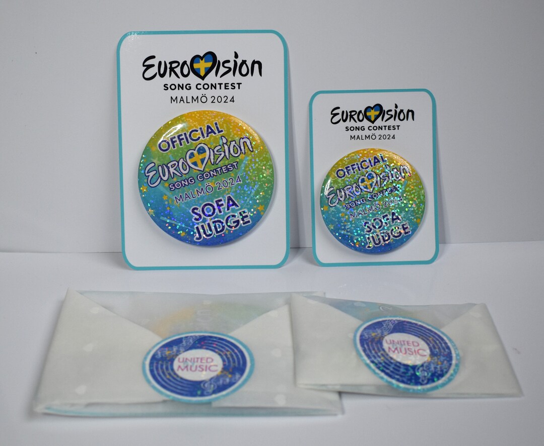 1 X Eurovision Song Contest Badge With Holographic Effect, Gift Wrapped ...