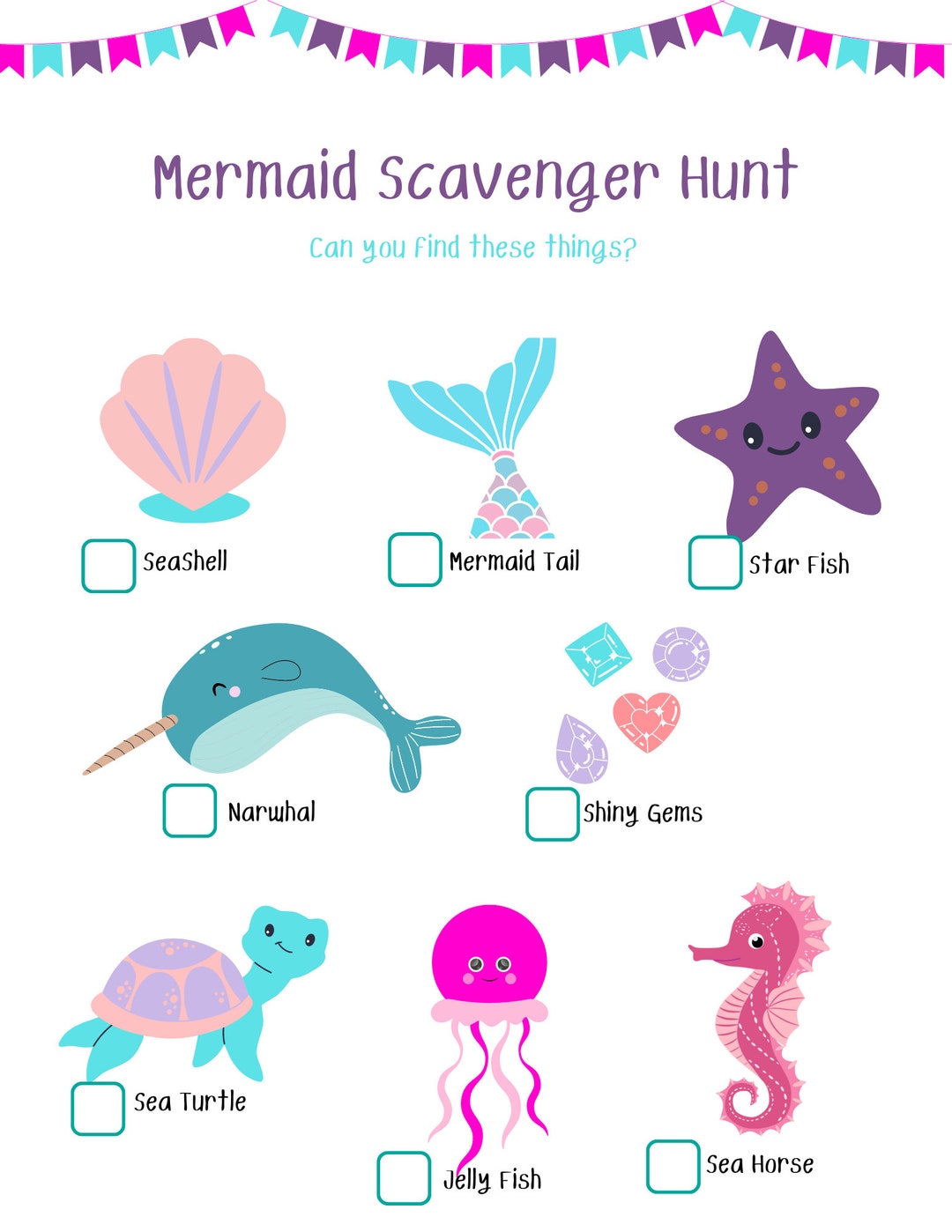 Mermaid Themed Scavenger Hunt - Etsy