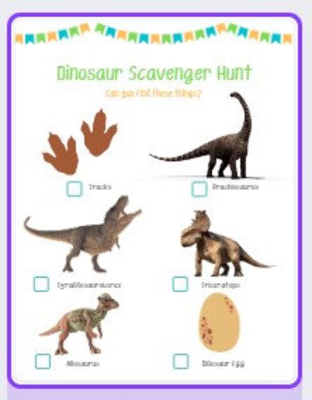 Dinosaur Themed Scavenger Hunt - Etsy