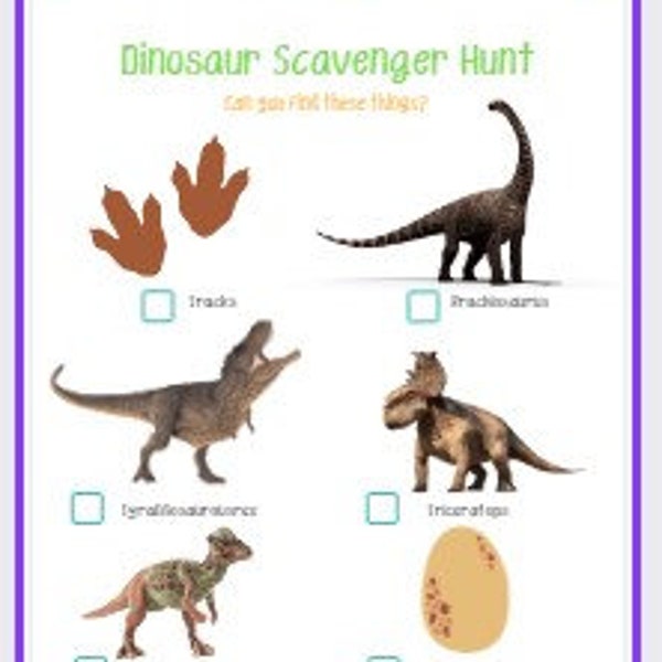 Dinosaur Scavenger Hunt - Etsy
