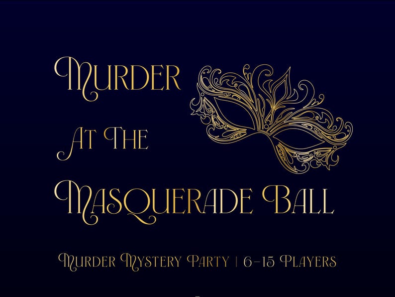 Masquerade Murder Mystery Game for 6-15 Players - Instant Download PDF ...