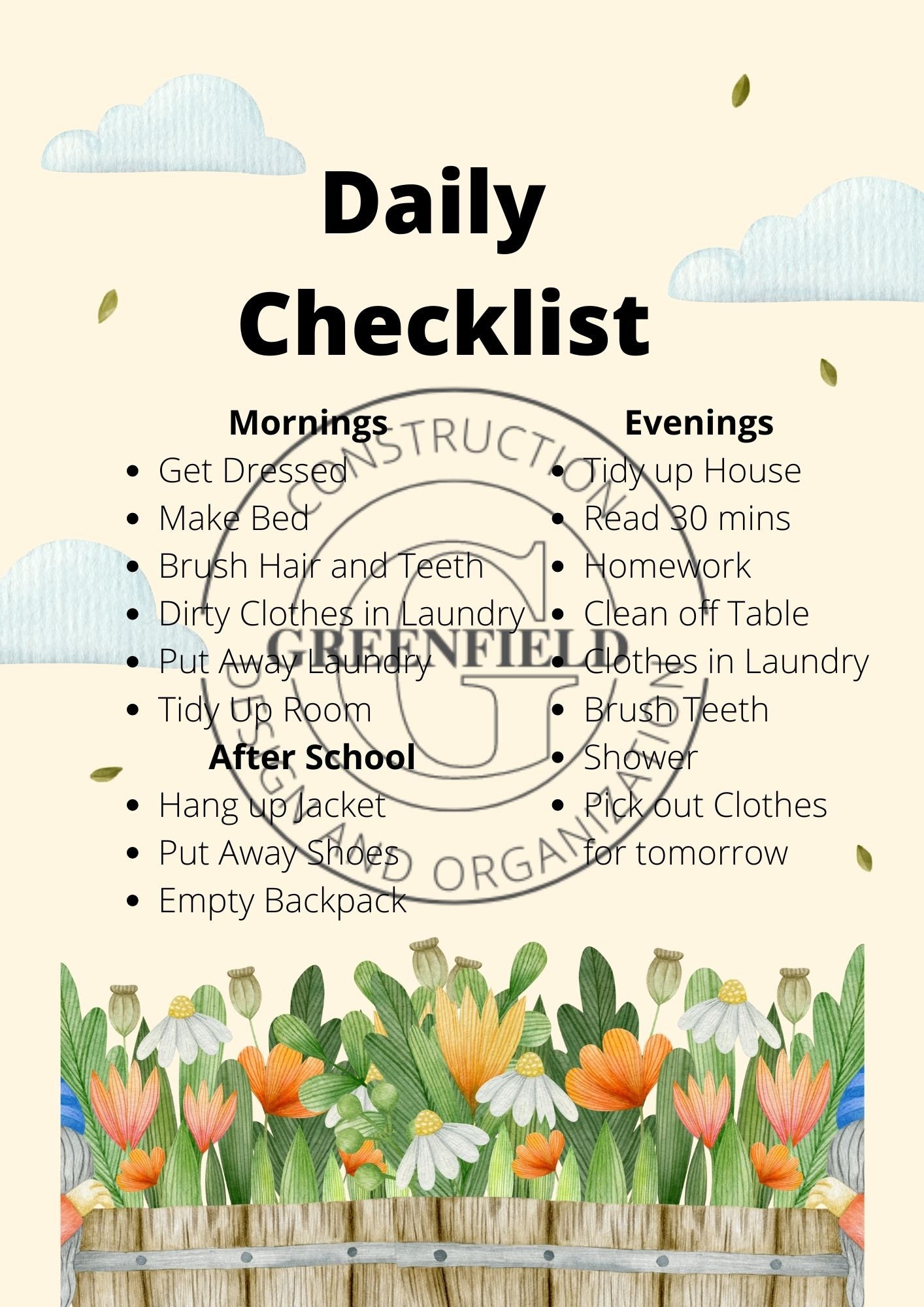 Girl Daily Checklist - Etsy