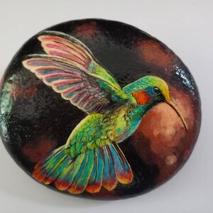 Hand Painted Stone Pretty Hummingbird Rock Painting Animal - Etsy