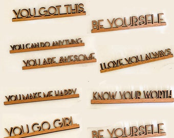 Custom Phrase Cut Out Sign, Inspirational Desk Sign, Shelf Sign, Wooden ...