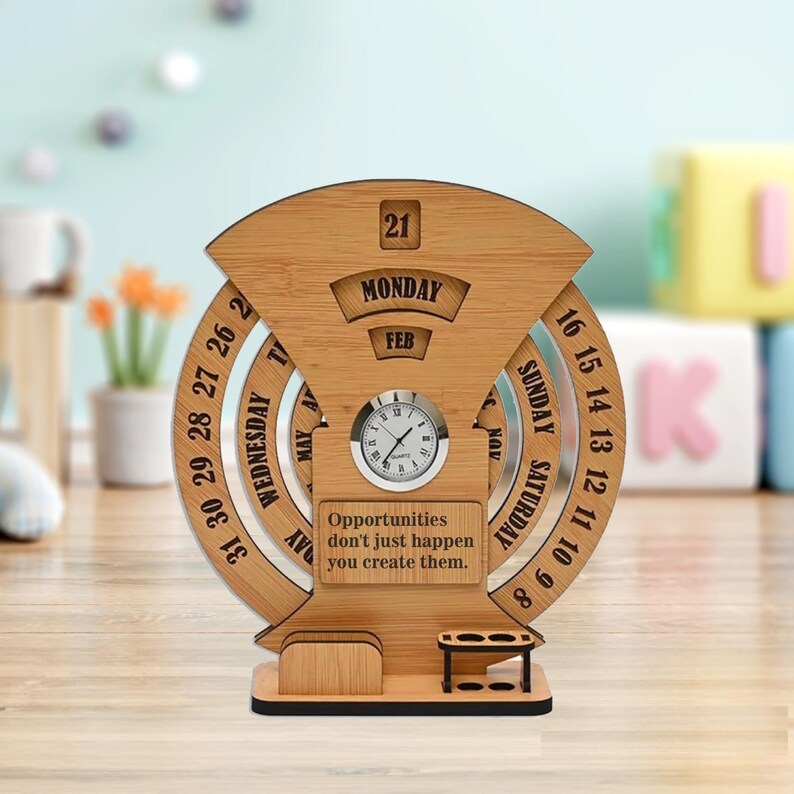 Perpetual Calendar 2025 Calendar, Forever Calendar, Wooden Desk ...