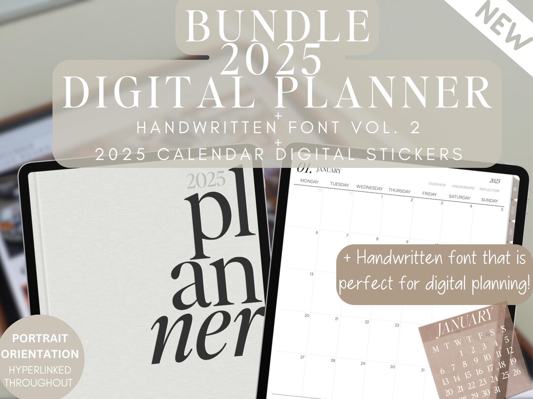 2025 Digital Planner + Handwritten Font + Digital Stickers by Allie ...