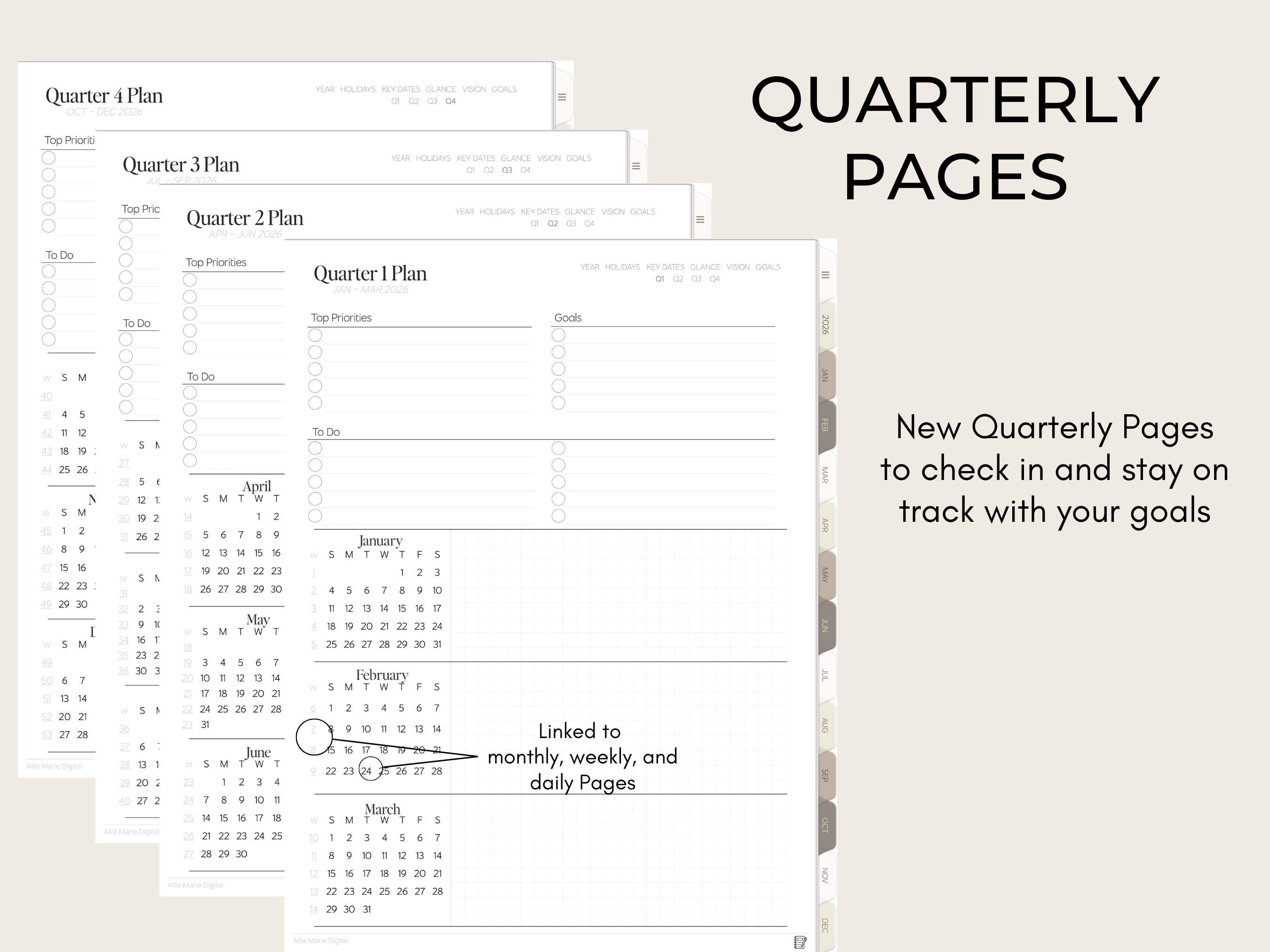 2026 Digital Planner by Allie Marie Digital, Portrait, Monthly Weekly ...