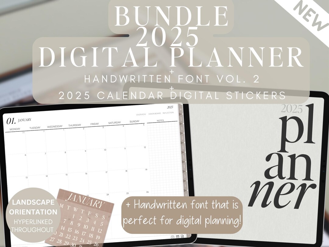 2025 Digital Planner + Handwritten Font + Digital Stickers by Allie ...
