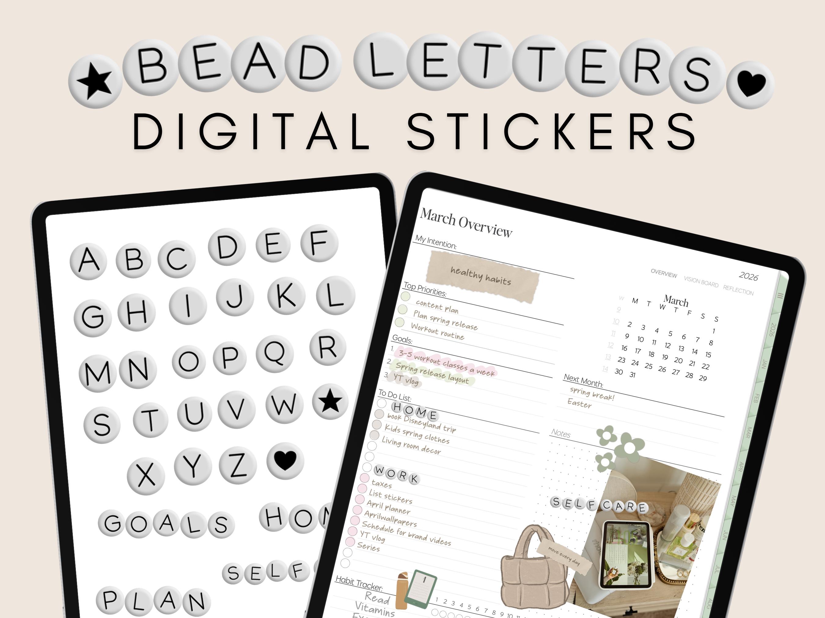 Bead Letter Digital Stickers, Journal, Goodnotes, Notability, iPad ...
