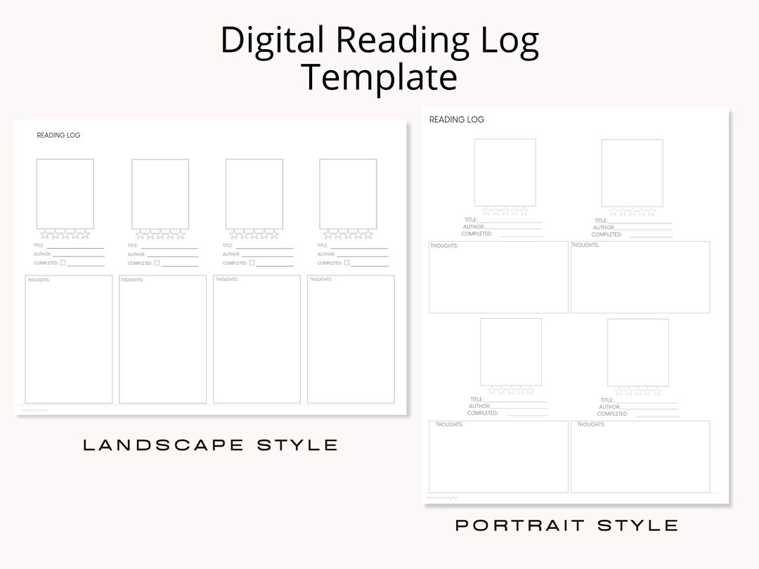 Digital Reading Log Template by Allie Marie Digital, Digital Reading ...