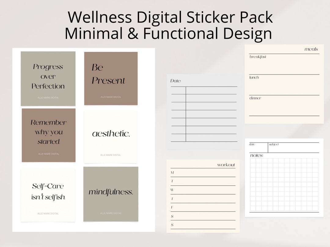 Wellness Digital Stickers and Widgets by Allie Marie Digital, Digital ...