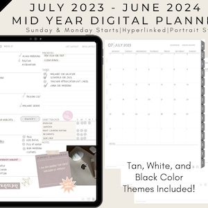 2023 2024 Mid Year Digital Planner, Portrait, Dated Weekly, Monthly ...