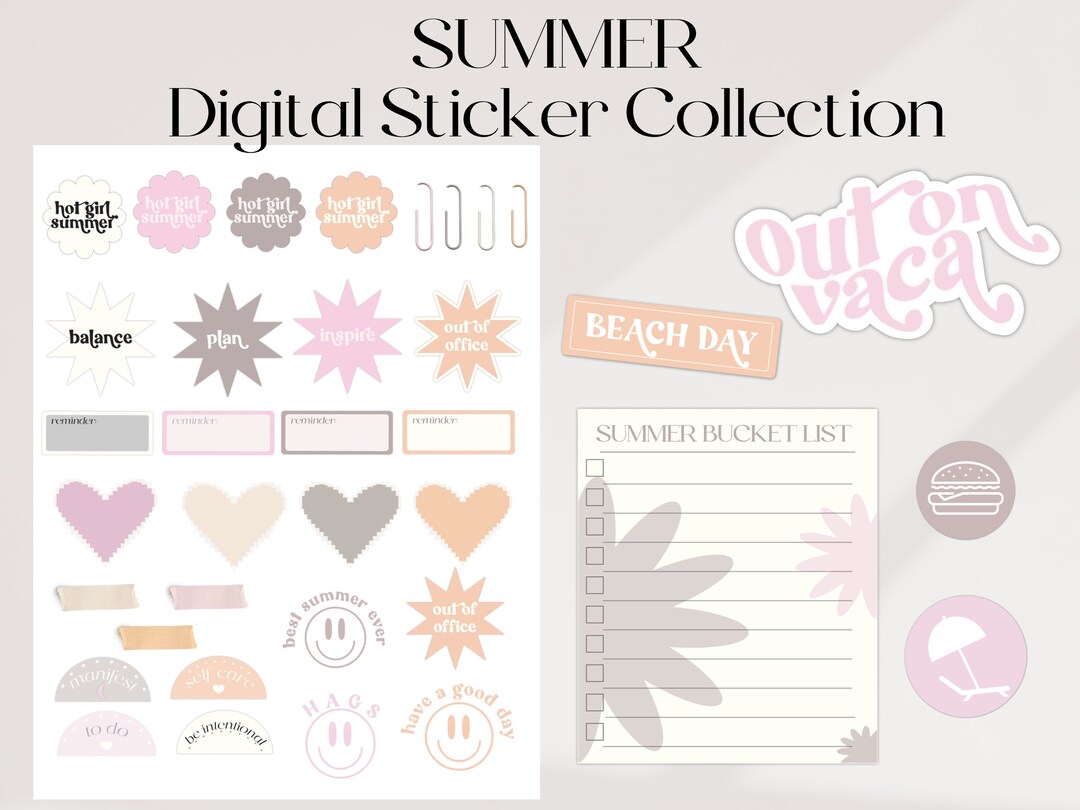 Summer Digital Stickers and Widgets by Allie Marie Digital, Digital ...