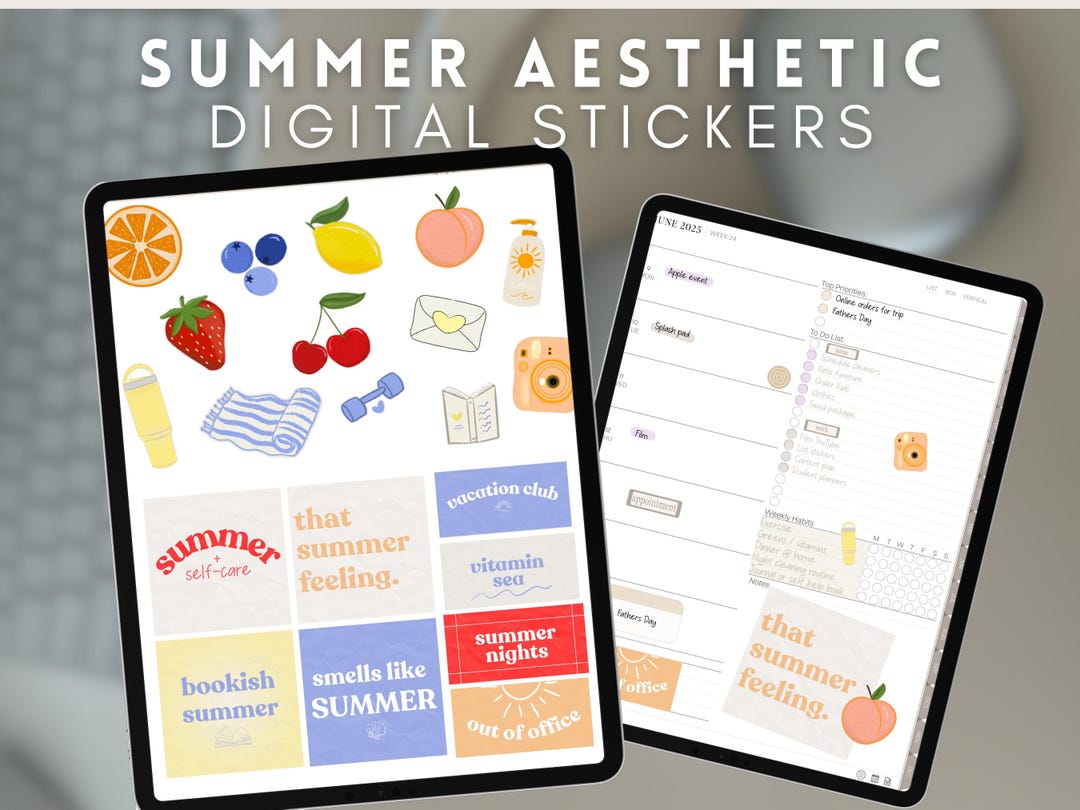 Summer Aesthetic Digital Stickers and Widgets by Allie Marie Digital ...