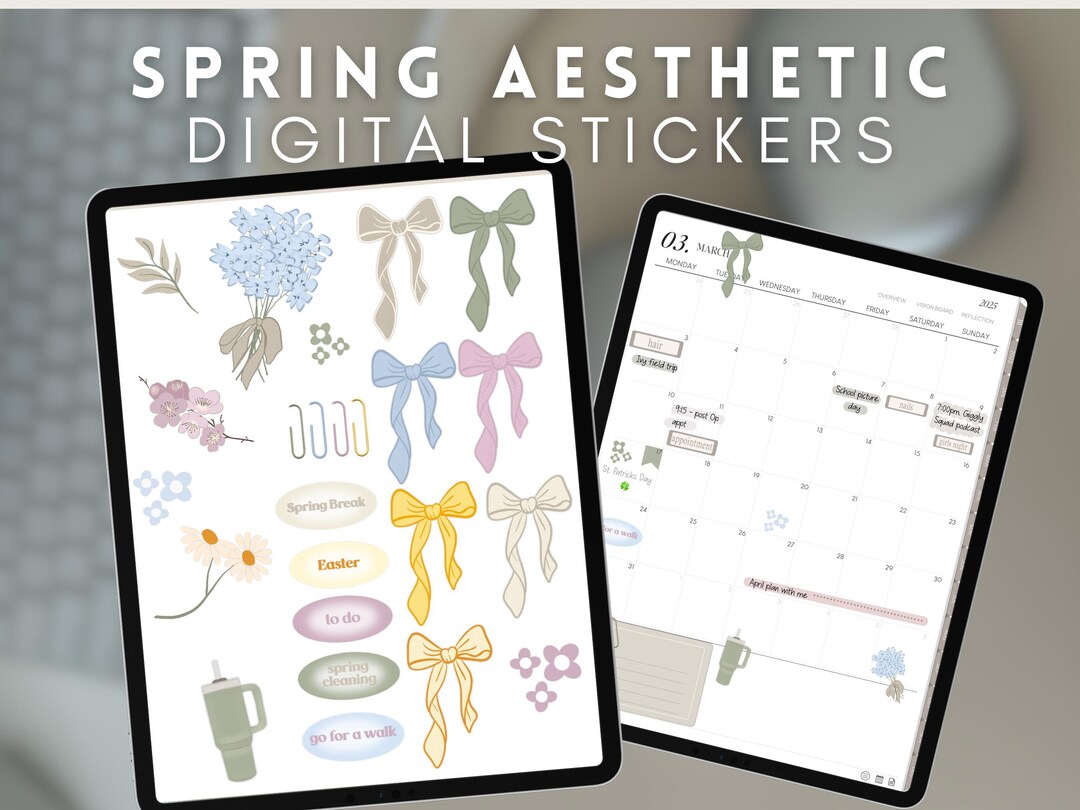 Spring Aesthetic Digital Stickers and Widgets by Allie Marie Digital ...