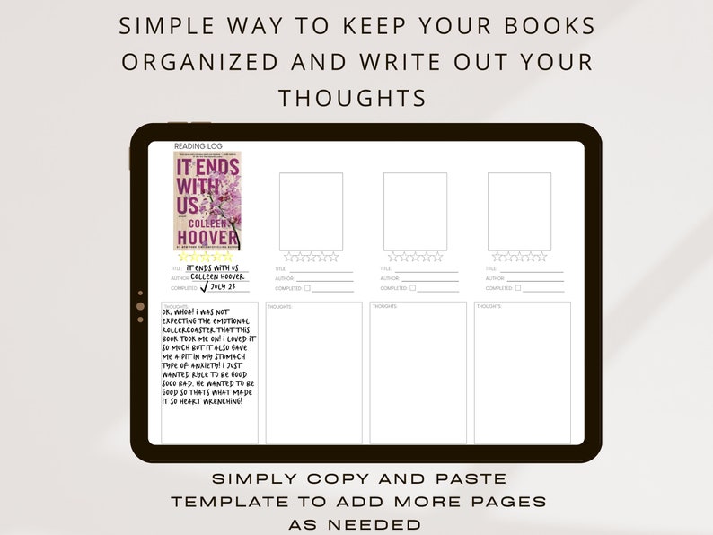 Digital Reading Log Template by Allie Marie Digital Digital - Etsy