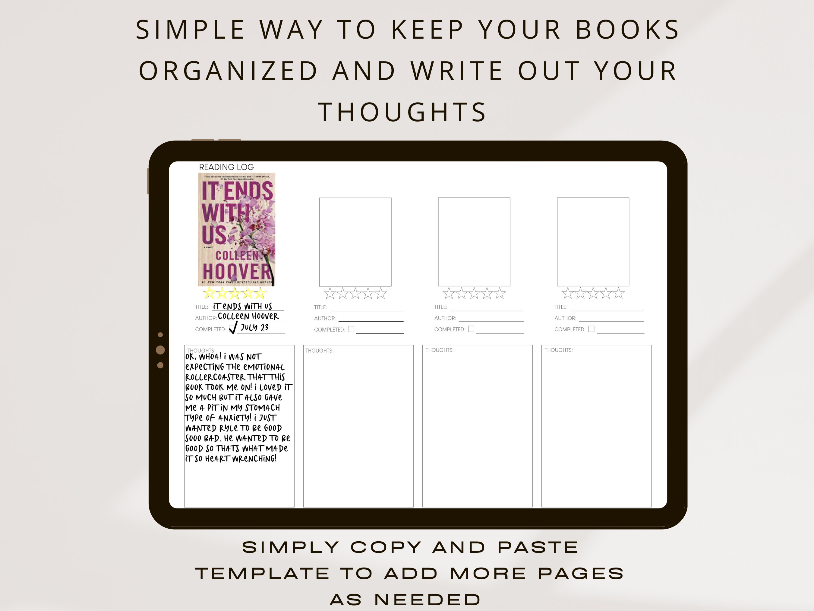 Digital Reading Log Template by Allie Marie Digital Digital - Etsy