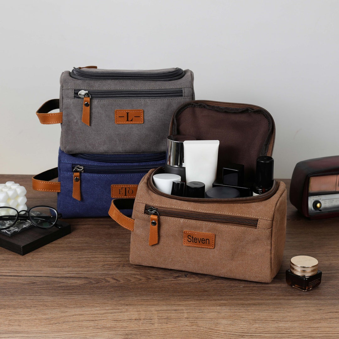 Personalized Canvas Toiletry Bag,mens Dopp Kit Bag,custom Shaving Kit ...