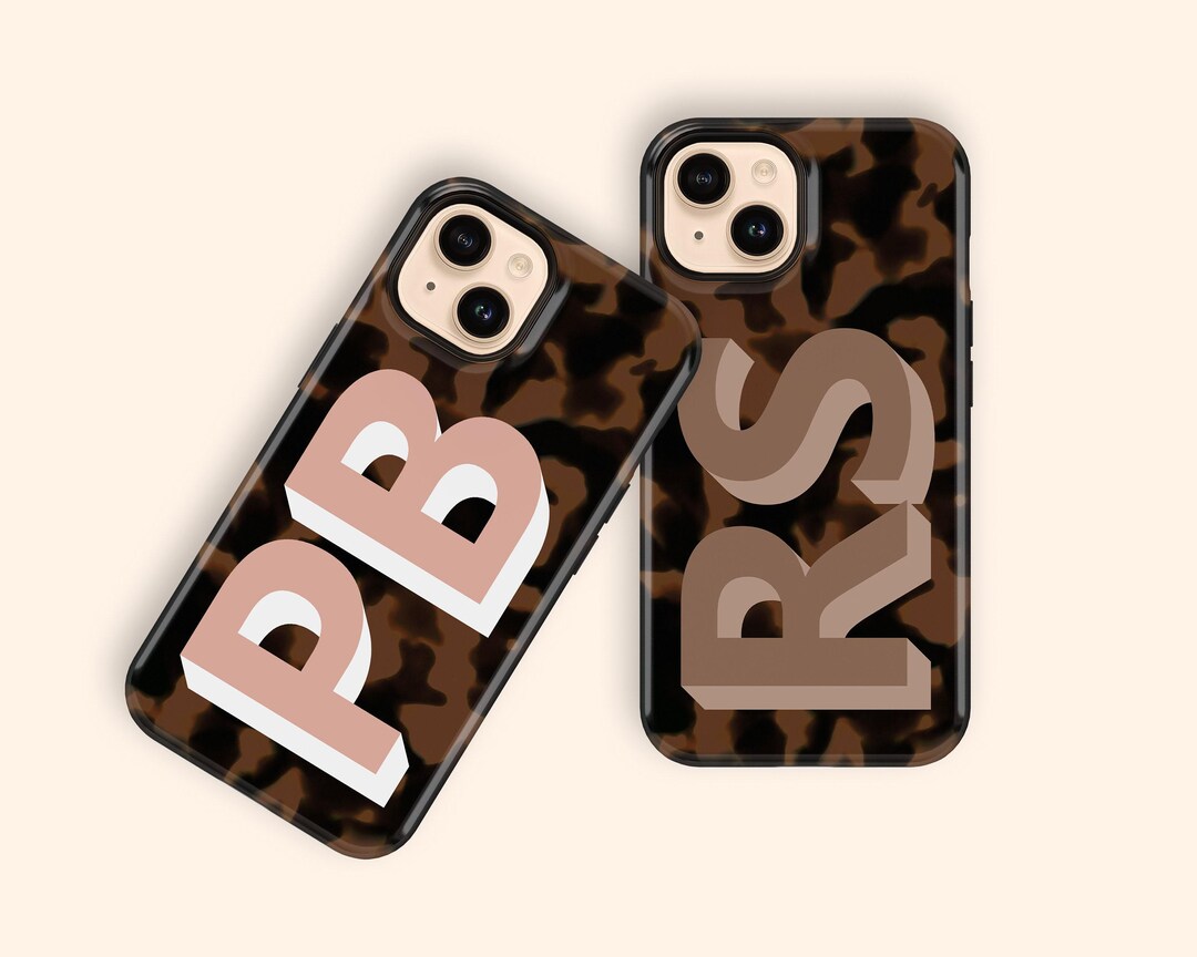 IPhone 16 Personalized Shadow Monogram Initial Phone Case, Tortoise ...