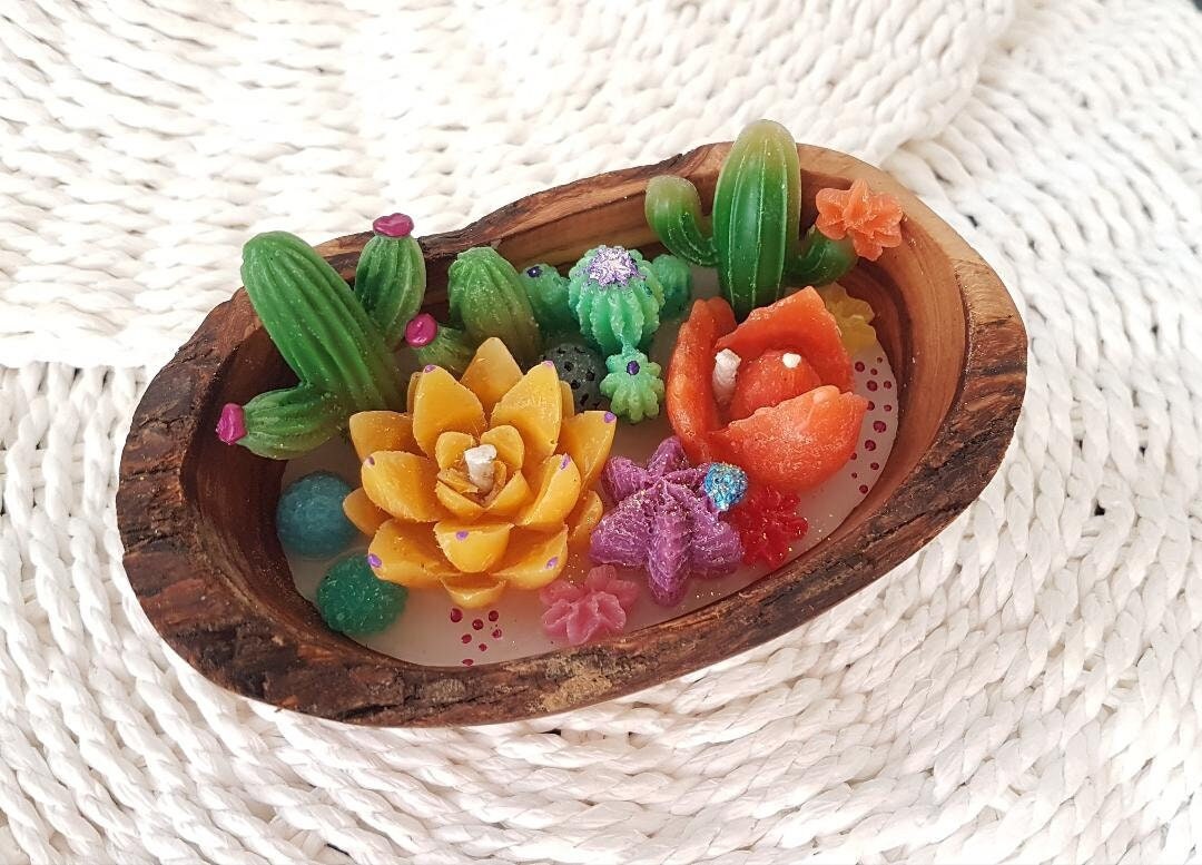 Succulent Garden Cacti Cactus Candle Candle Unique Gifts Cactus Flower ...