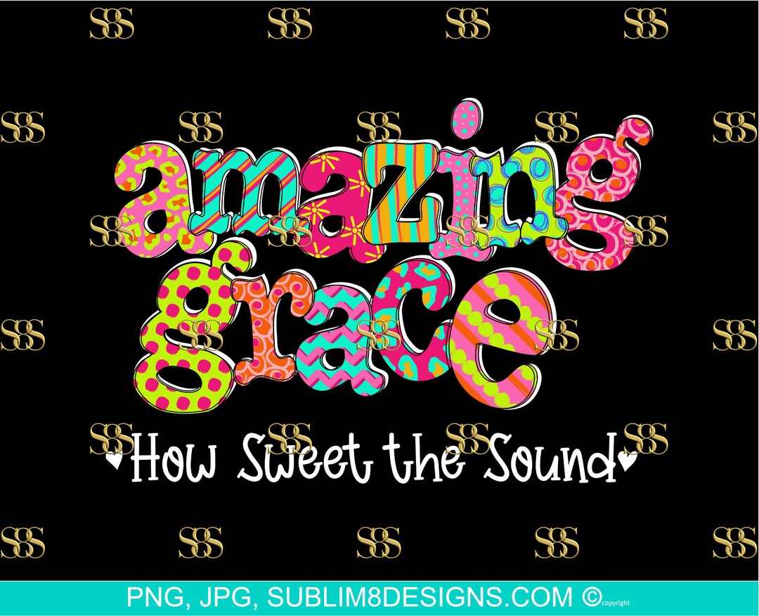 Amazing Grace | Doodle Letters Png | Leopard | Swirls | Neon Design ...