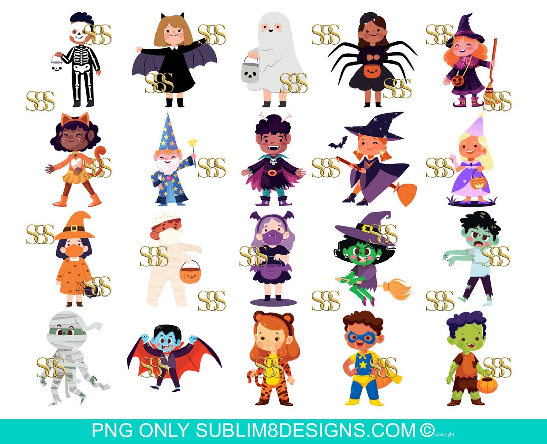 Halloween Kids Clipart Bundle of 20 Images PNG ONLY - Etsy