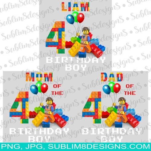 Personalized Lego Birthday Boy PNG and JPG ONLY - Etsy
